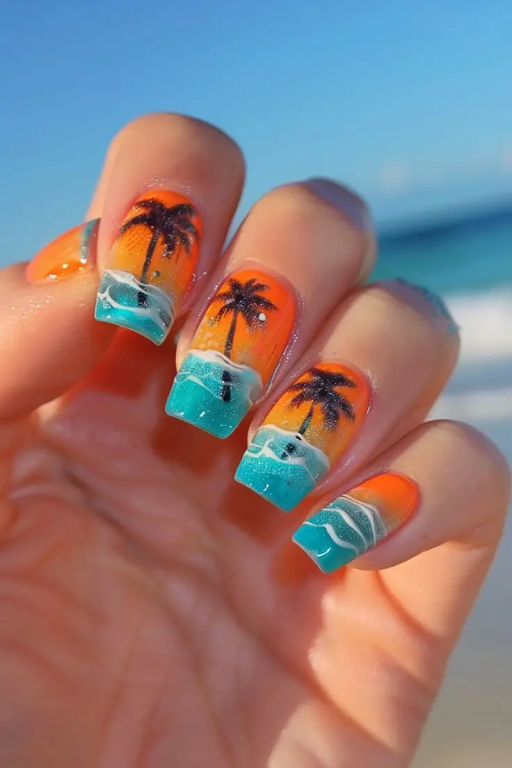 Stunning Summer Sunset Nail 20 Ideas for 2024 - Ombre, Art, Colors