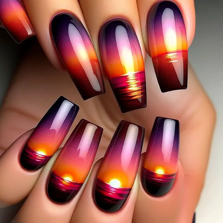 Stunning Summer Sunset Nail 20 Ideas for 2024 - Ombre, Art, Colors