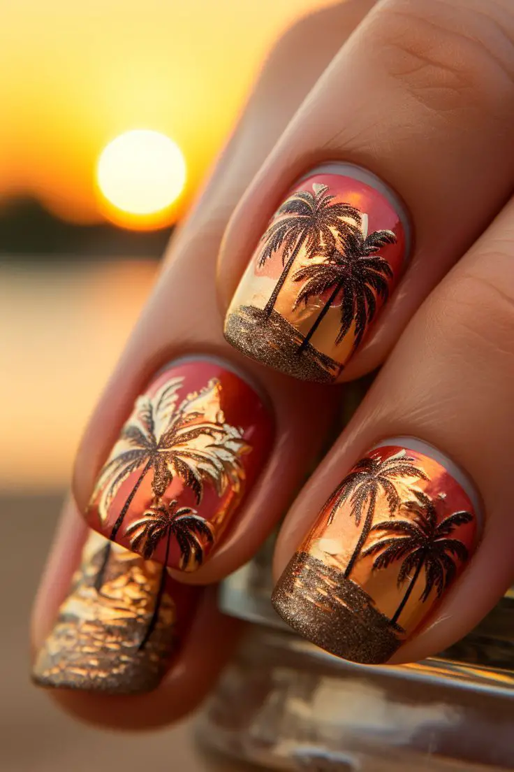 Stunning Summer Sunset Nail 20 Ideas for 2024 - Ombre, Art, Colors