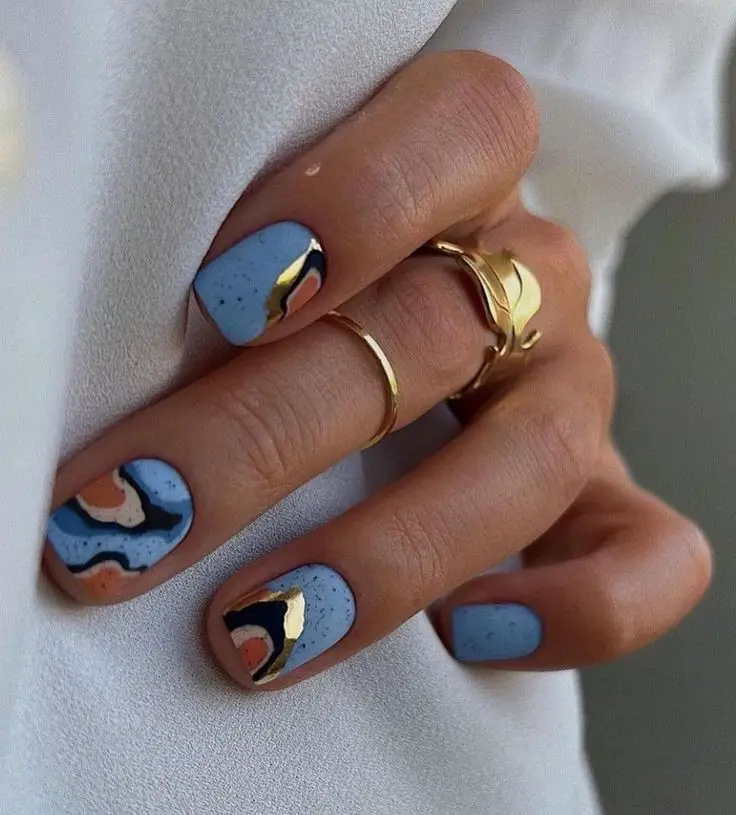 20 Stunning Blue Fall Nail Ideas for 2024: Designs, Matte, Almond ...