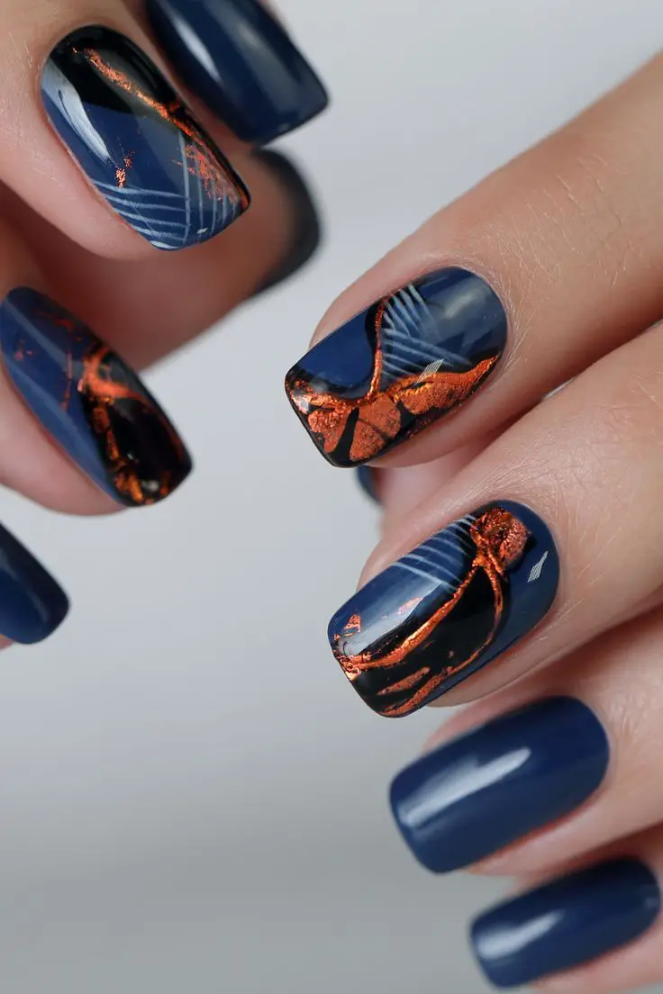 Navy Blue Fall Nails 2024: Elegant Acrylic, Almond, and Matte Designs