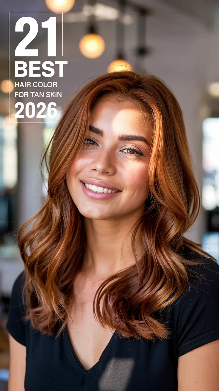 Best hair color for tan skin 2026 with blonde, auburn, and ash gray ...